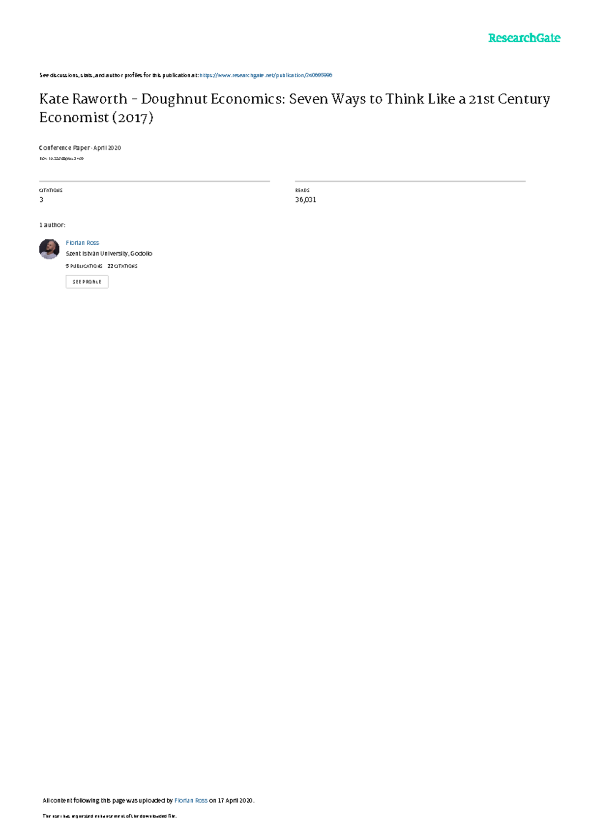 Ross+%282019 %29+Doughnut+Economics - See discussions, stats, and ...