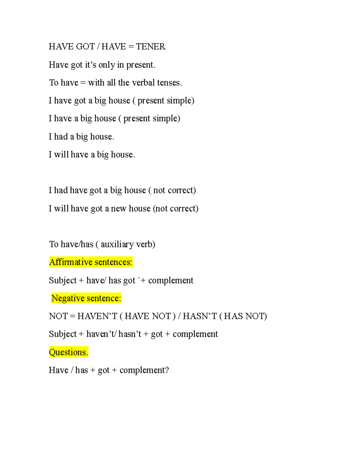 HAVE GOT........................... - HAVE GOT / HAVE = TENER Have got ...