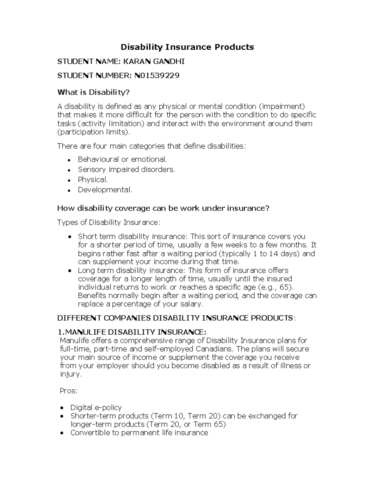 Karan Gandhi Disability insurance products - Disability Insurance ...