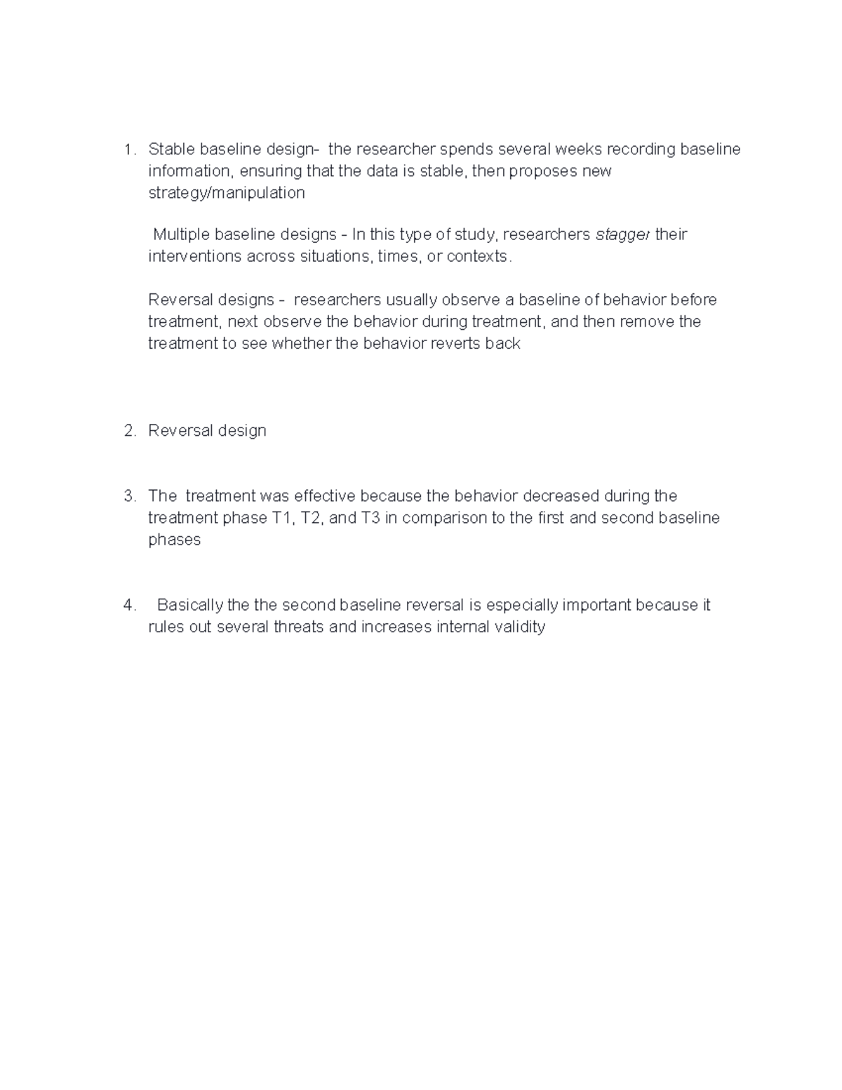 Activity 8 - home work - 1. Stable baseline design- the researcher ...