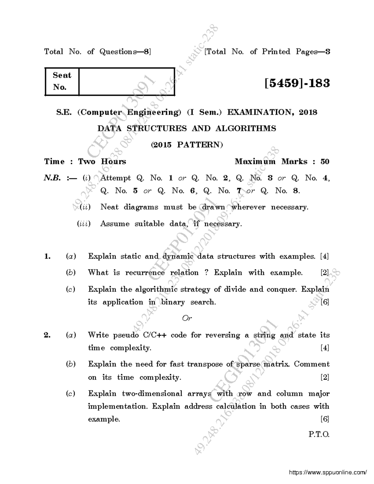 FDS question paper - Total No. of Questions— 8 ] [Total No. of Printed ...