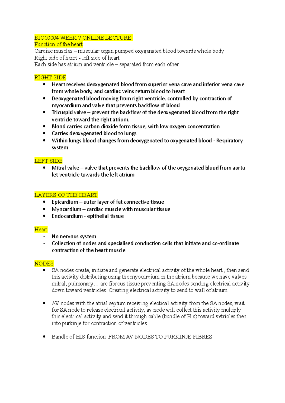 WEEK 7 Online Lecture - Notes - BIO10004 WEEK 7 ONLINE LECTURE Function ...