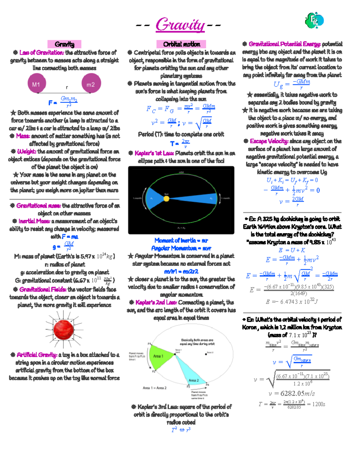 7.Gravity Orbital Motion - Gravity - Gravity . Law of Gravitation: the ...