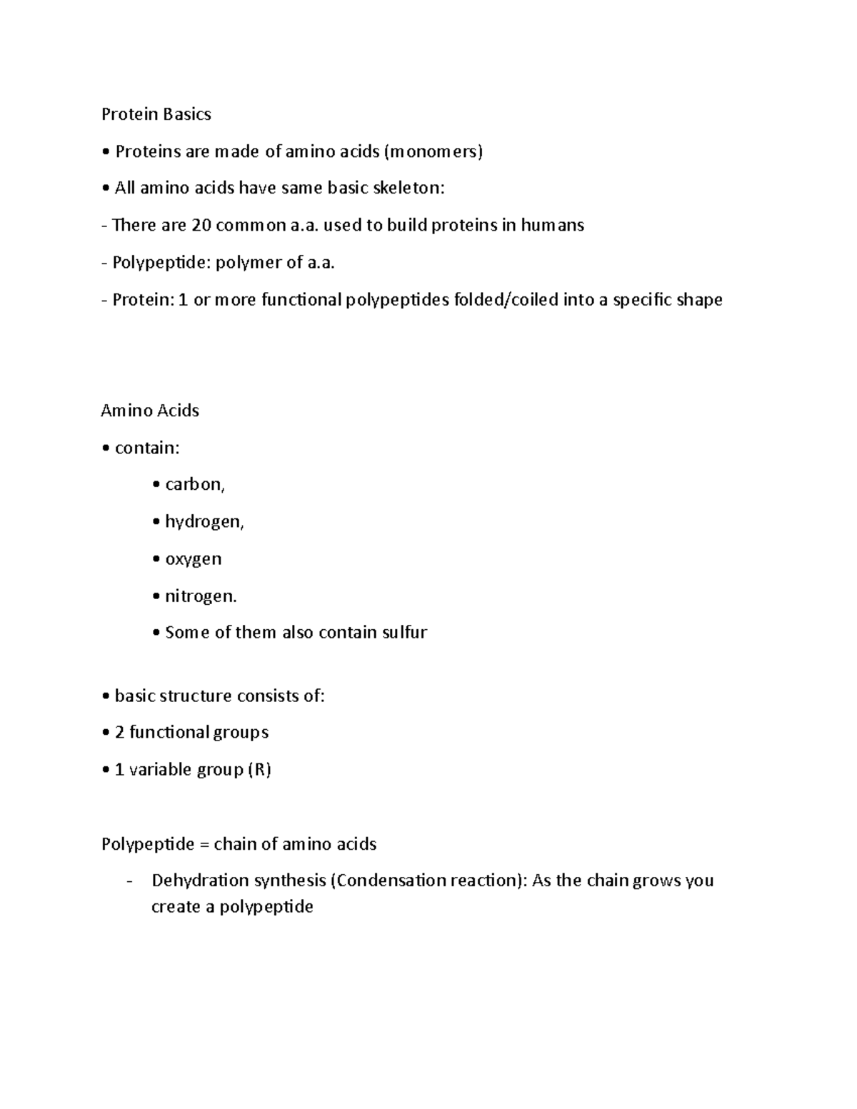 5 - Protein Basics - Protein Basics Proteins are made of amino acids ...