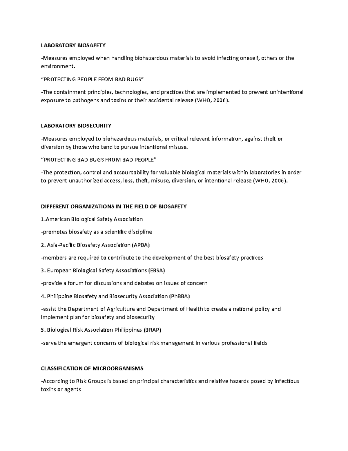 Biosafety - uhmm - LABORATORY BIOSAFETY -Measures employed when ...