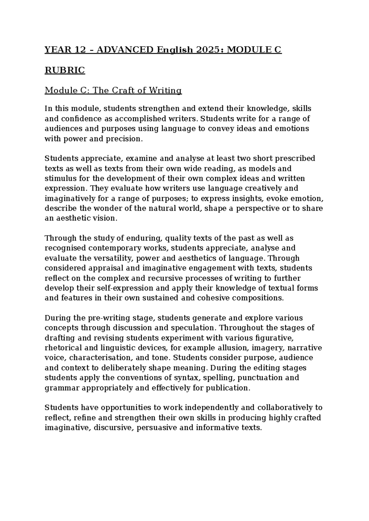 MOD-C Rubric - asidisuaofcuoasdioasiodaosi - YEAR 12 – ADVANCED English ...
