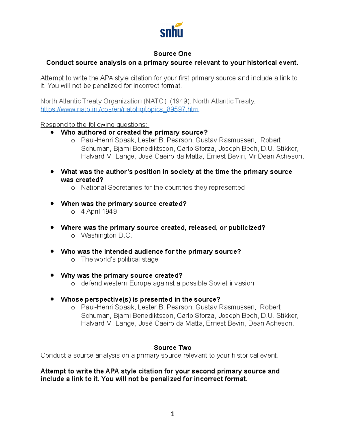 HIS 100 Module 4-1 - Founding of NATO 4-1 - Source One Conduct source ...