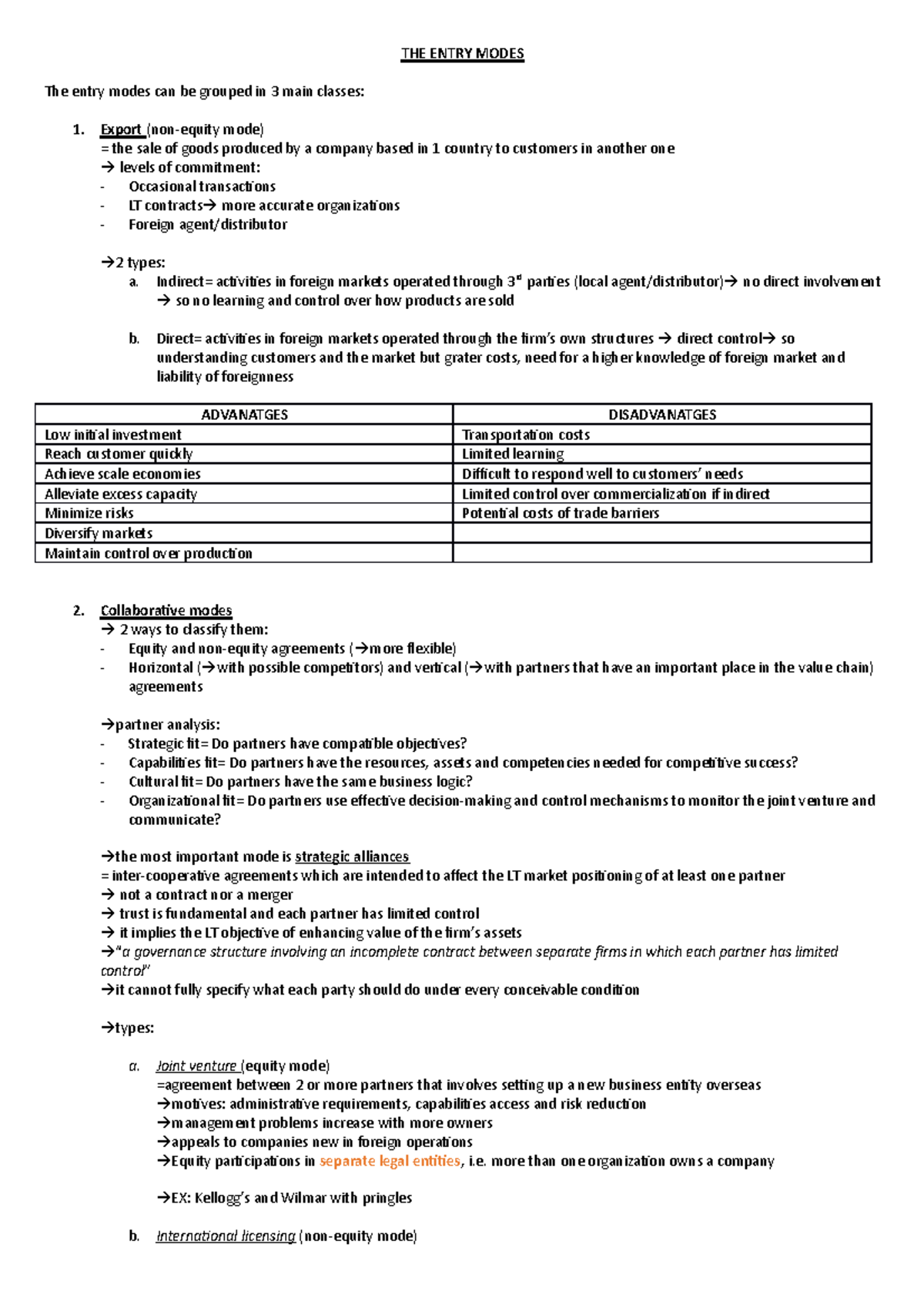 THE Entry Modes - THE ENTRY MODES The entry modes can be grouped in 3 ...