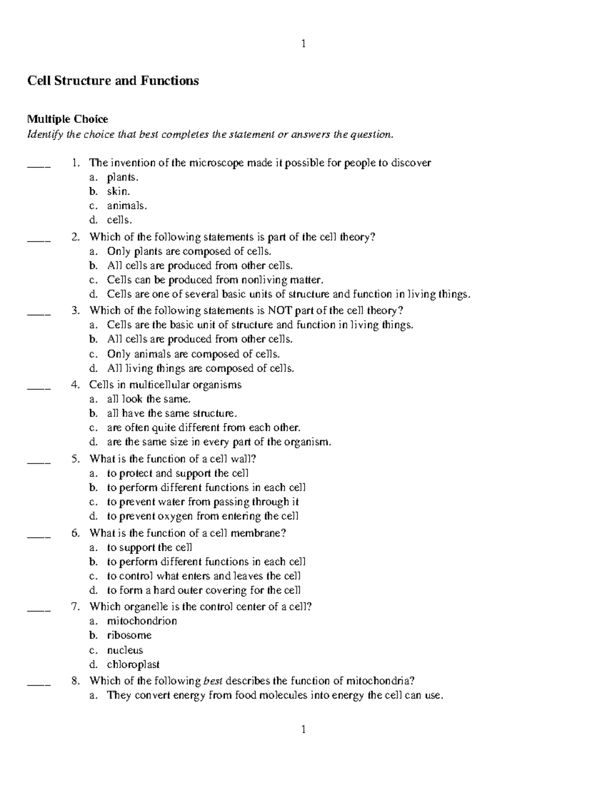 344736657 Practice Test Ch 3 Cell Structure Function - 106L - UC Davis ...