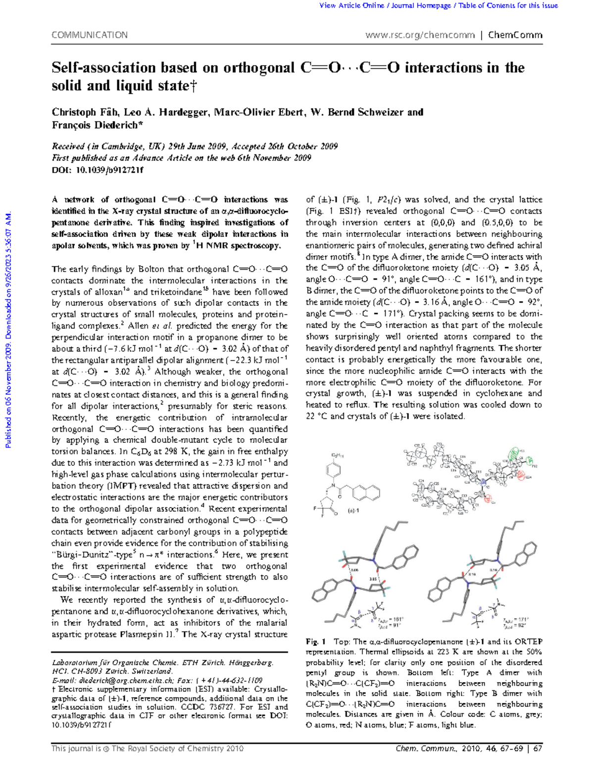 Self-association based on orthogonal Cqocqo interactions in the solid ...