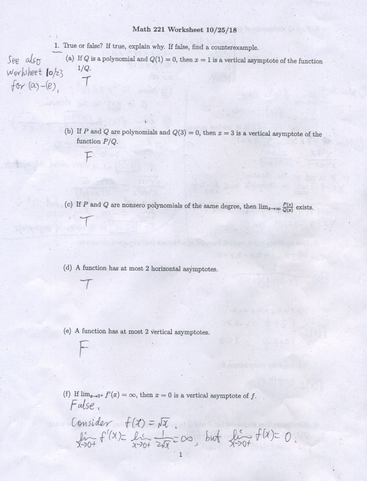 1025 WS sol - Worksheet - MATH 221 - Studocu
