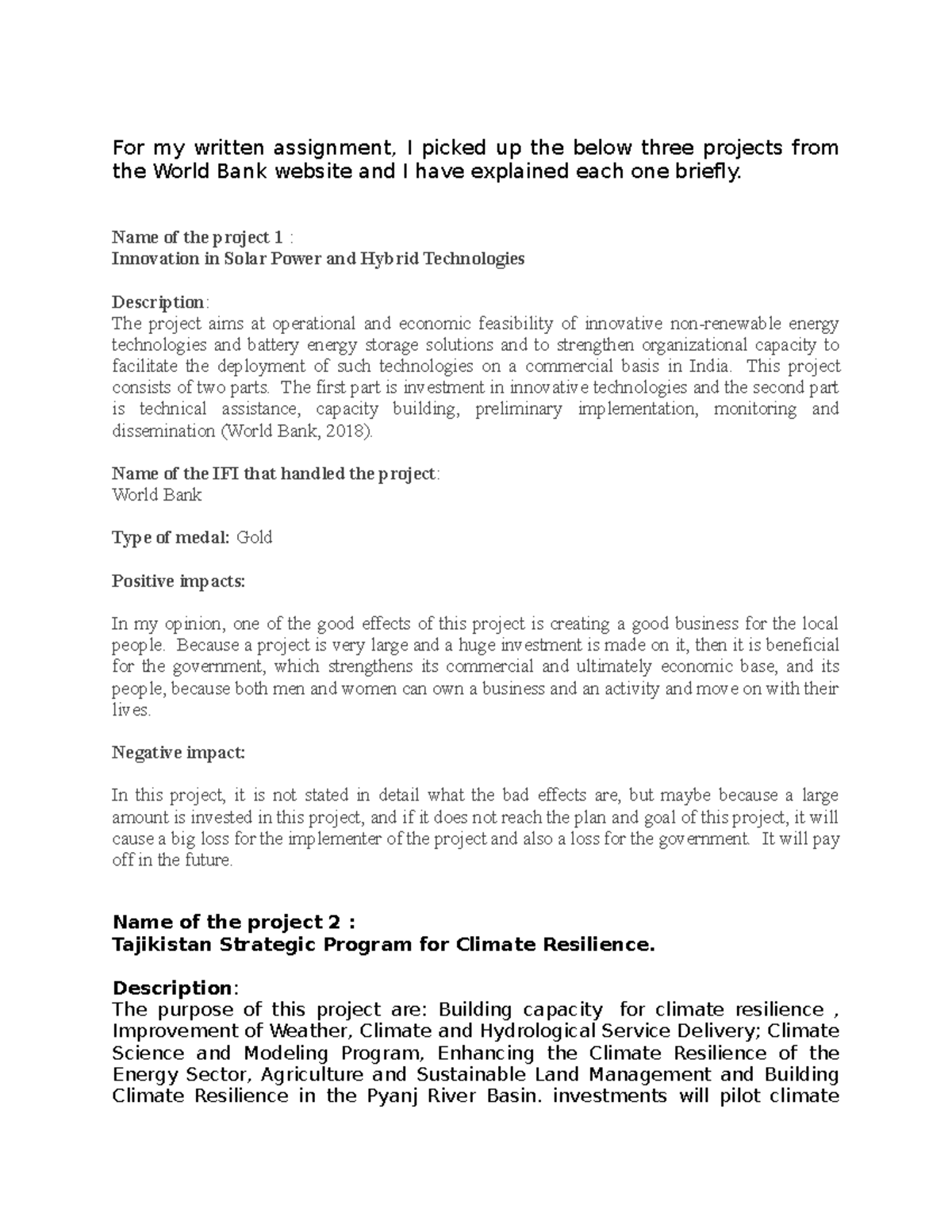 3 Project - For my written assignment, I picked up the below three ...