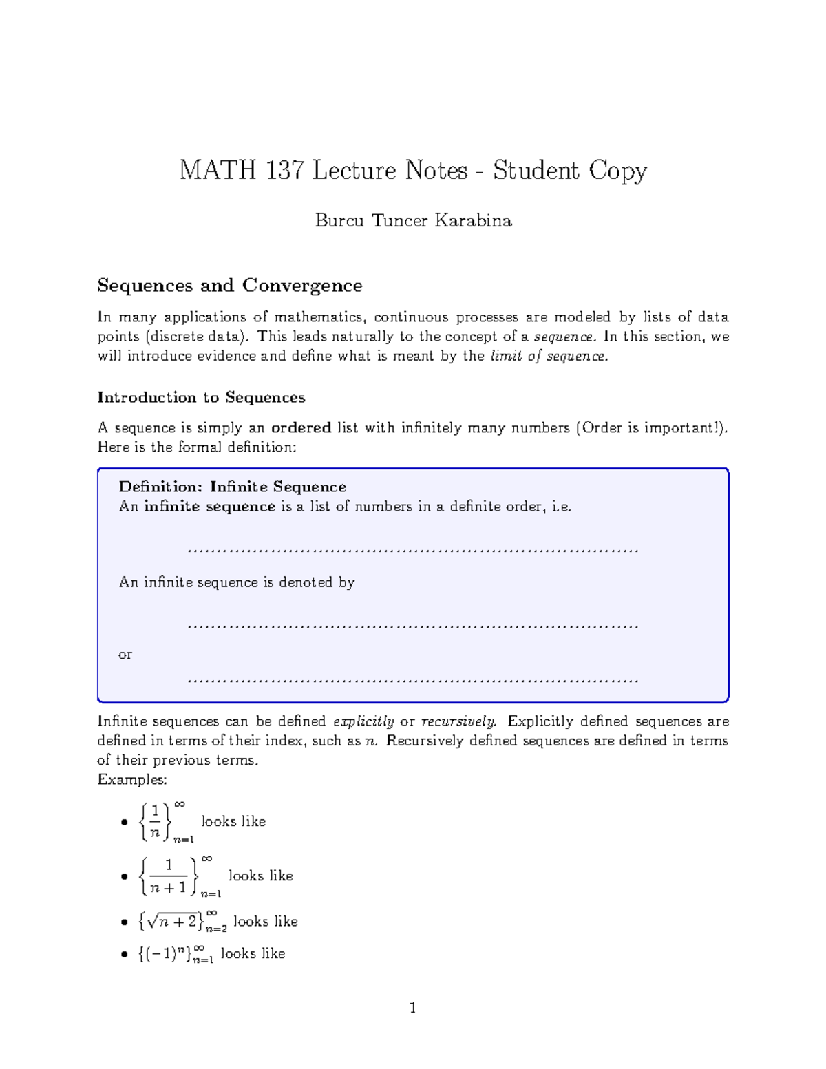 MATH 137 Week 2 Student Copy - MATH 137 Lecture Notes - Student Copy ...