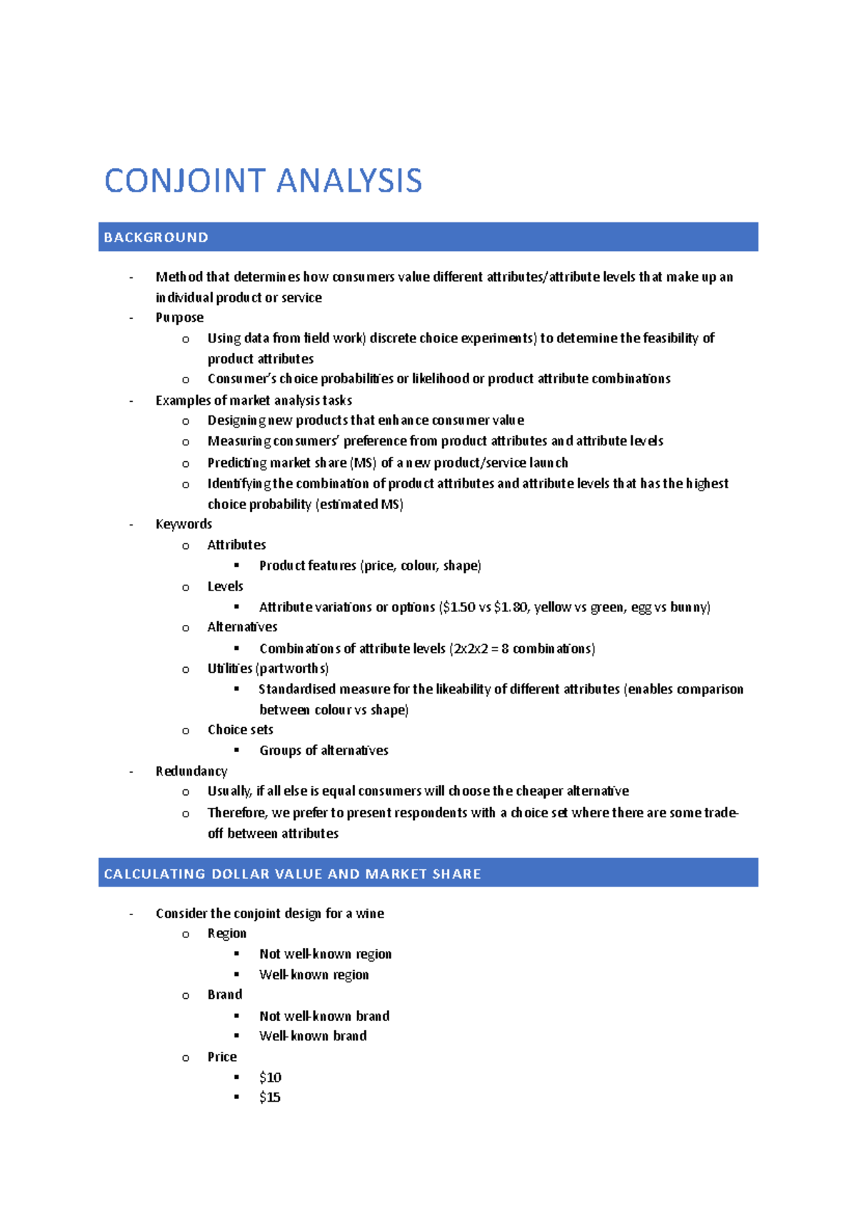 Week 4 & 5 - Conjoint analysis - CONJOINT ANALYSIS BACKGROUND Method ...