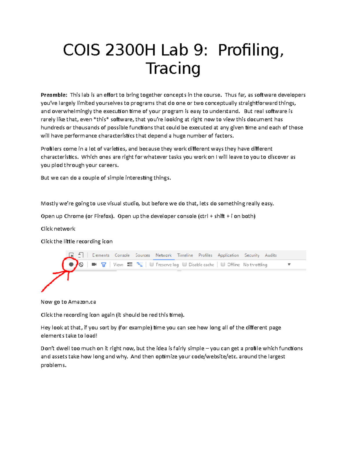 Lecture 9 lab 9 Profiling Tracing Instrumentation - COIS 2300H Lab 9: Profiling, Tracing ...