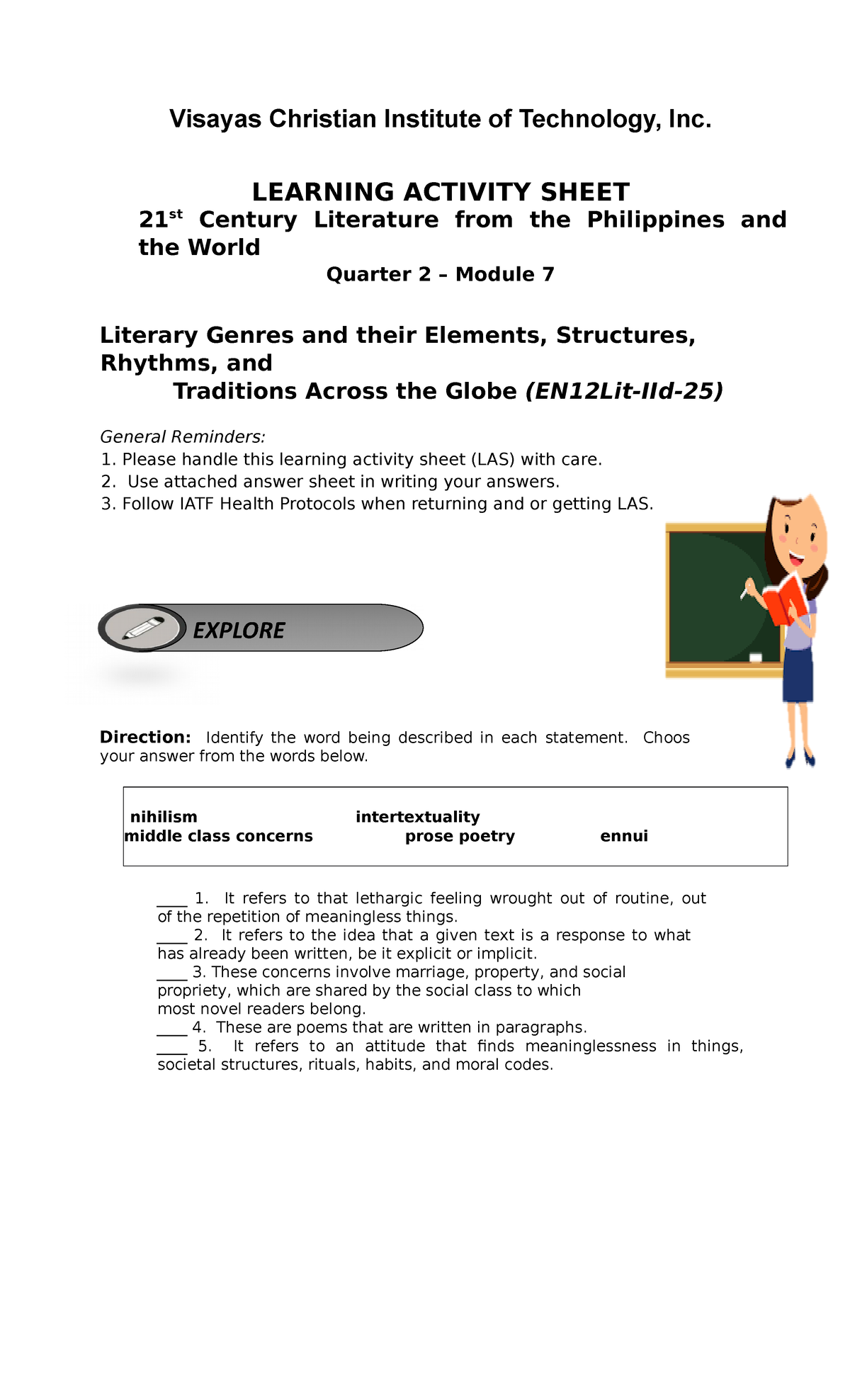Q2-M2 - i want to use this as an lecture for my students. - Visayas ...