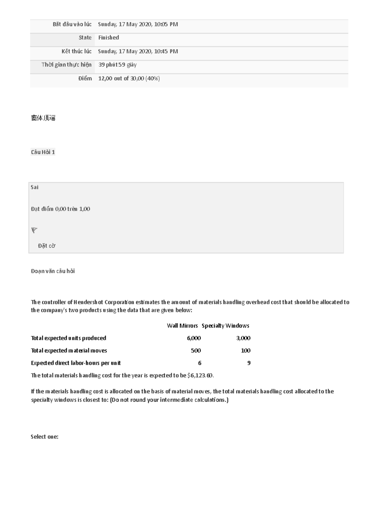 Test ktqt EN topic 7 activity - based costing - Bắ t đầ u vào lúc ...