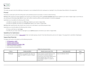 Module Three Assignment Guidelines and Rubric - Overview Now that we have discussed the ...