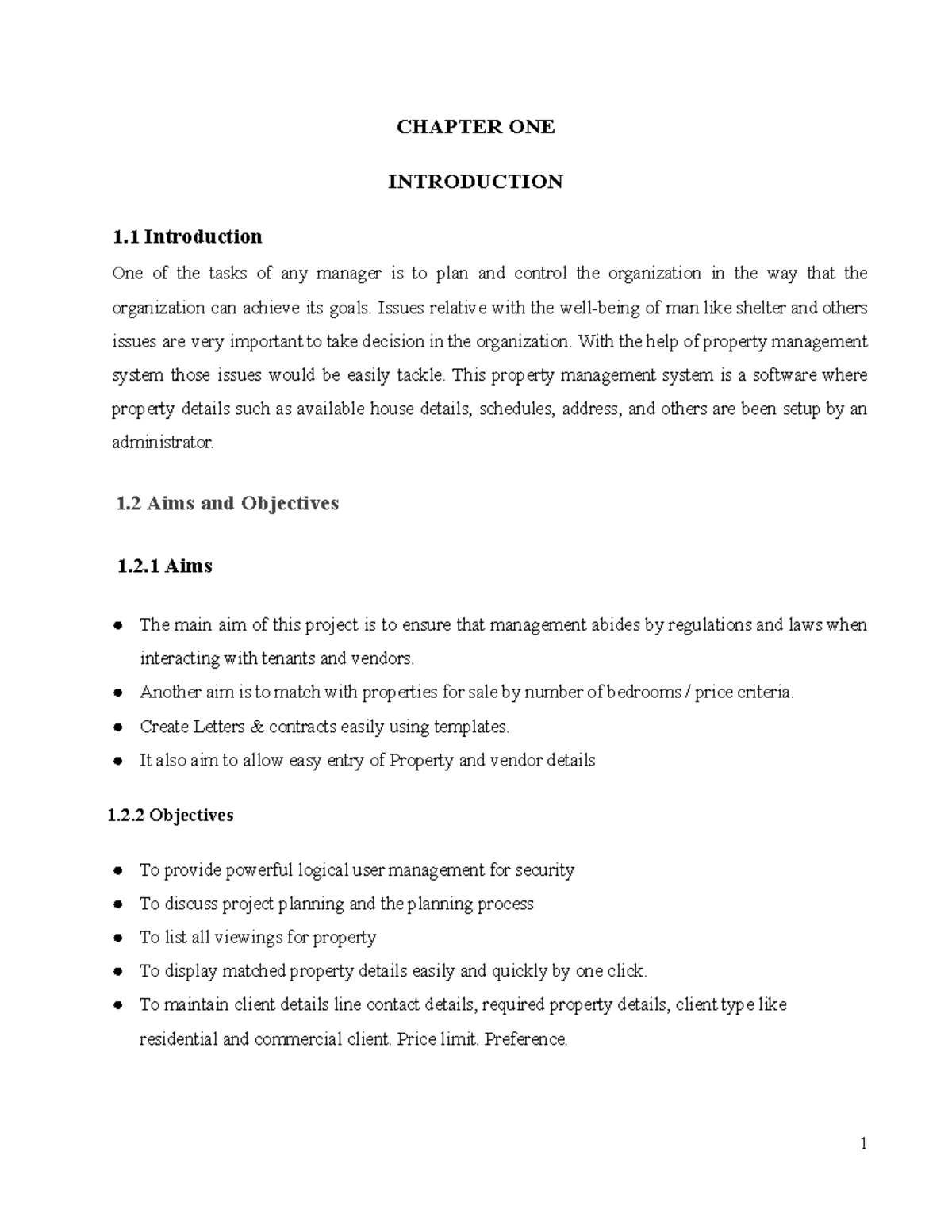 Property Management System Project Report - CHAPTER ONE INTRODUCTION 1 ...