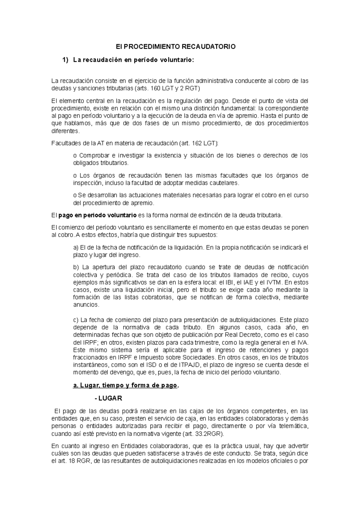 TEMA 10. El Procedimiento Recaudatorio. FDFT - El PROCEDIMIENTO ...