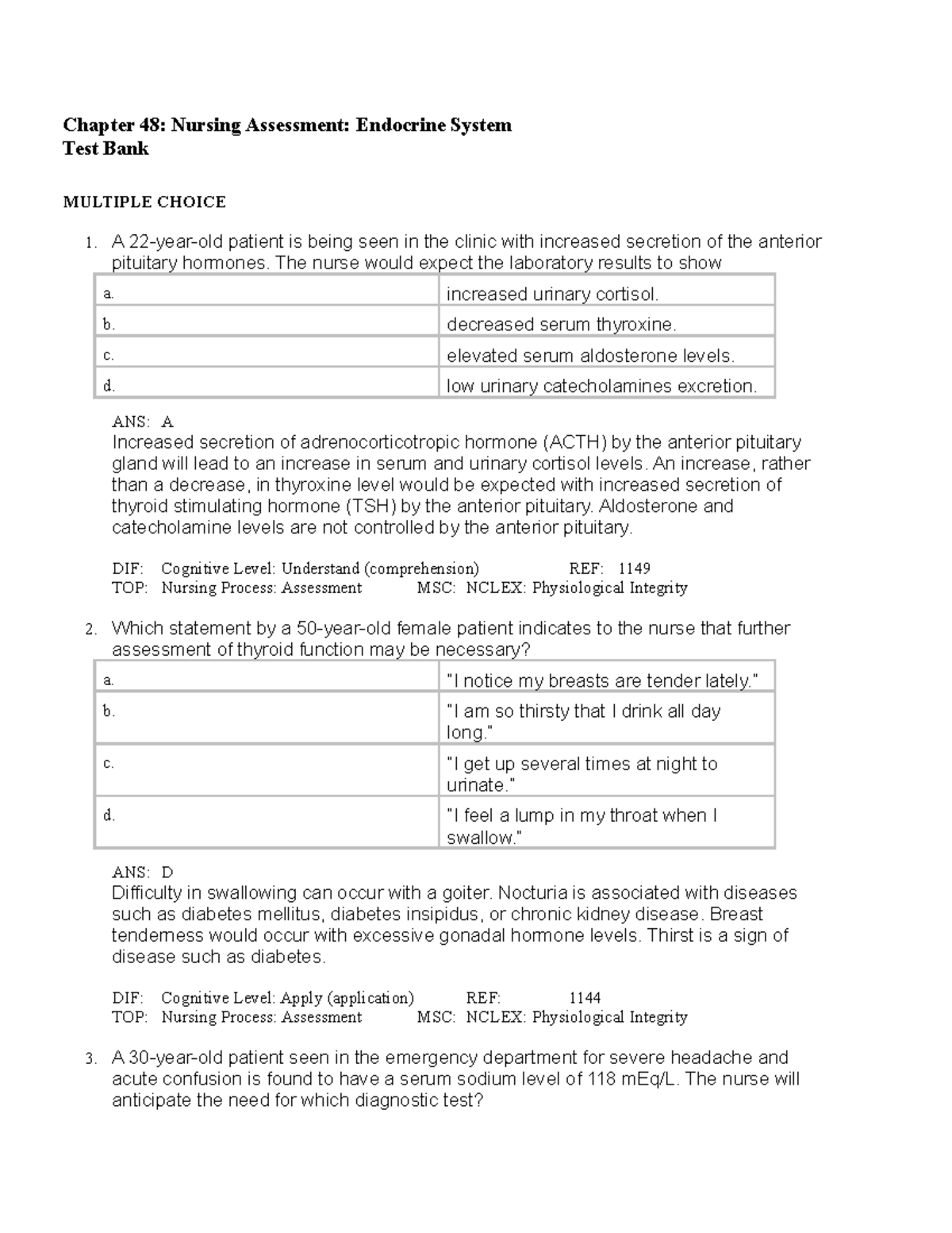Chapter 48 endocrine system - Chapter 48: Nursing Assessment: Endocrine ...