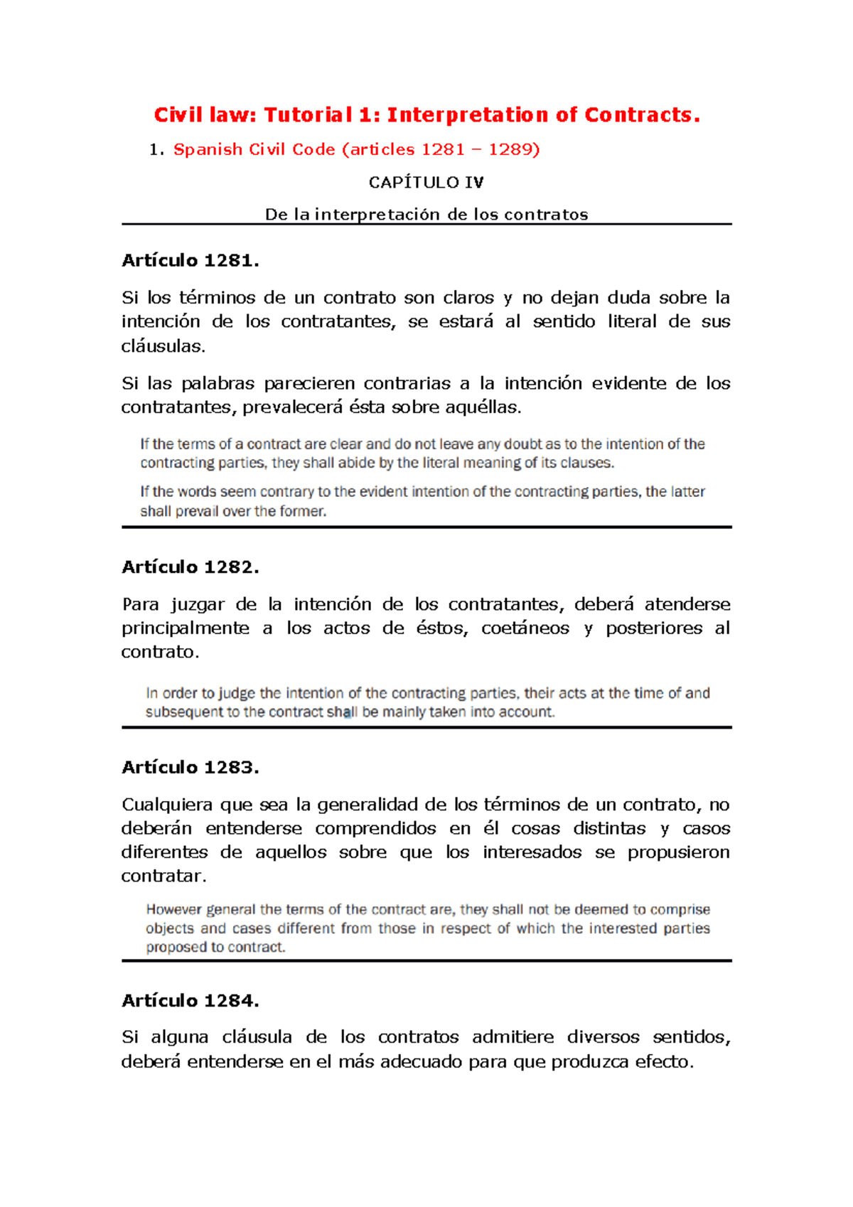 Semis contracts - Civil law: Tutorial 1: Interpretation of Contracts. 1 ...