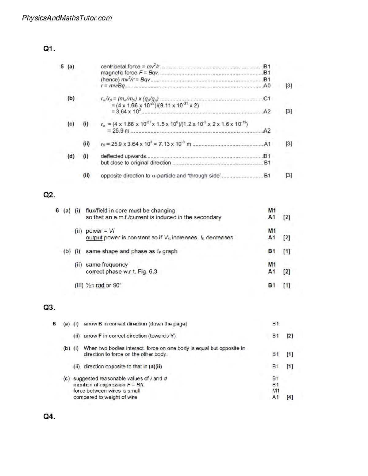 Magnetism And Electromagnetism MS - Q1. Q2. Q3. Q5. Q10. Q11. Q13. Q17 ...