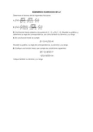 S02 s1 Funciones compuestas y álgebra de funciones - EJERCICIOS INGENIEROS I S02 Calcule: ( fog ...