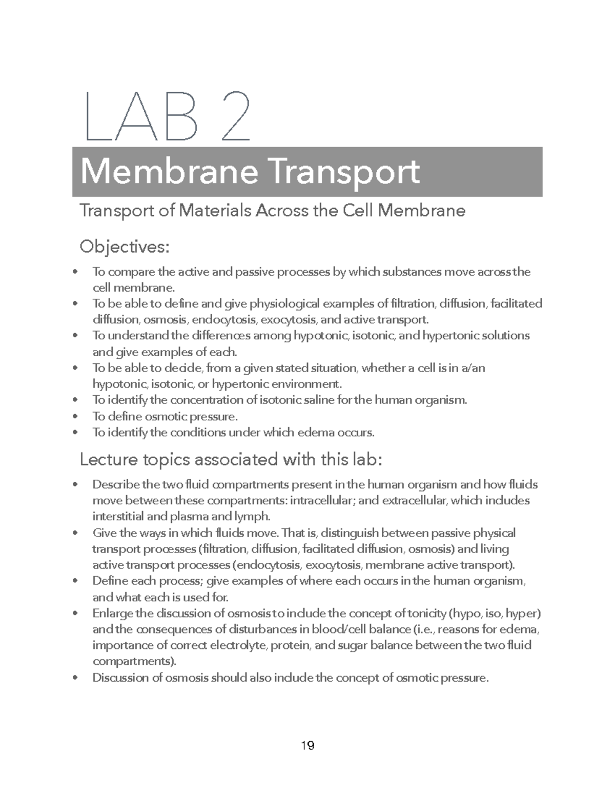 LAB 2 - assignments - LAB 2 Membrane Transport Transport of Materials ...