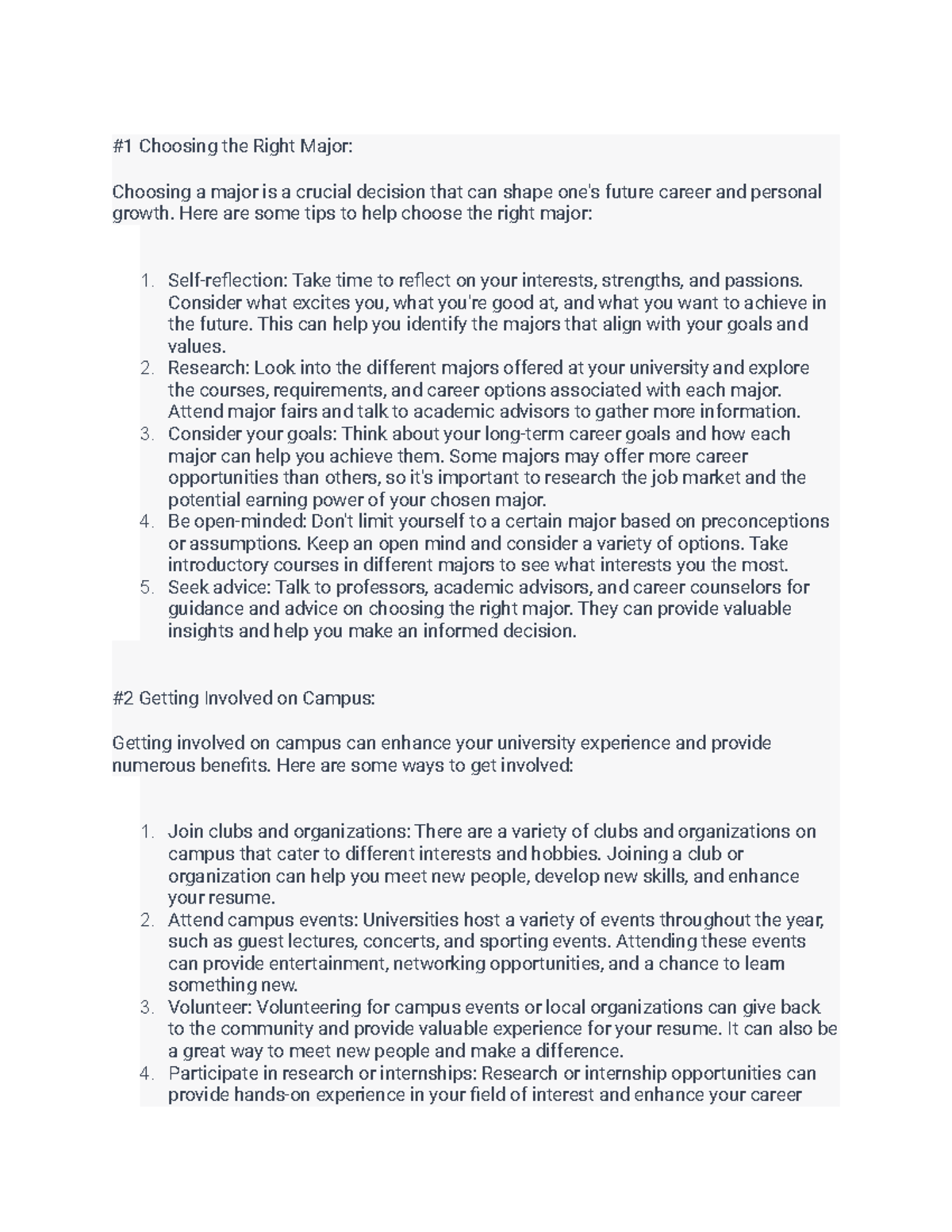 University Experience 1-2 - #1 Choosing the Right Major: Choosing a ...