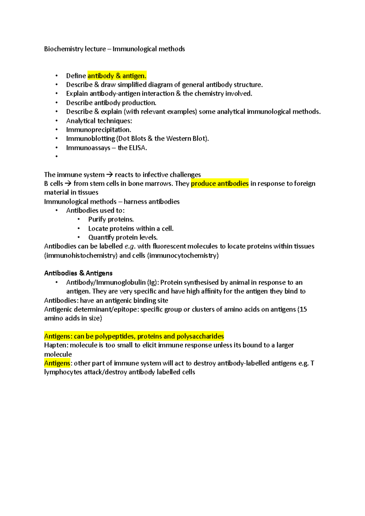Immunological methods biochem - Biochemistry lecture – Immunological ...