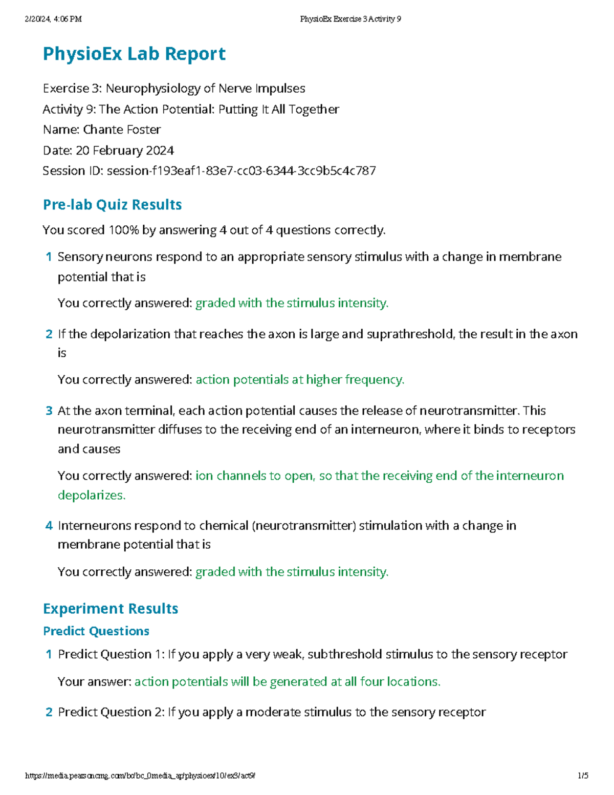 Physio Ex Exercise 3 Activity 9 - PhysioEx Lab Report Exercise 3 ...