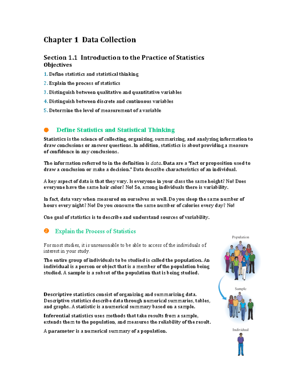 Chapter-1 - Chapter 1 intro - Chapter 1 Data Collection Section 1 Introduction to the Practice ...