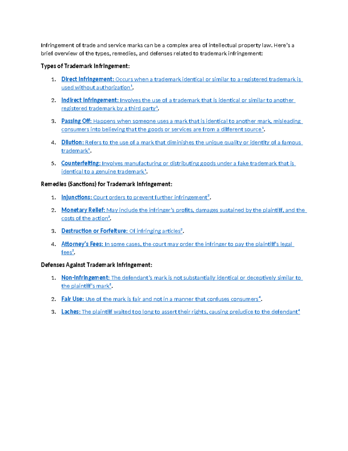 Infringement of trade and service marks can be a complex area of ...