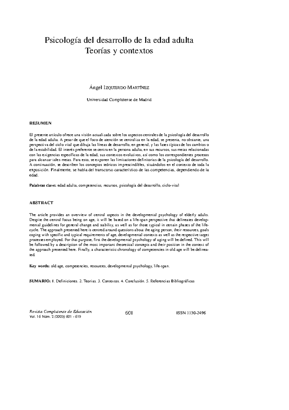 16845 16921 1 PB - Psicología del desarrollo de la edad adulta Teorías y contextos - 601 ISSN ...