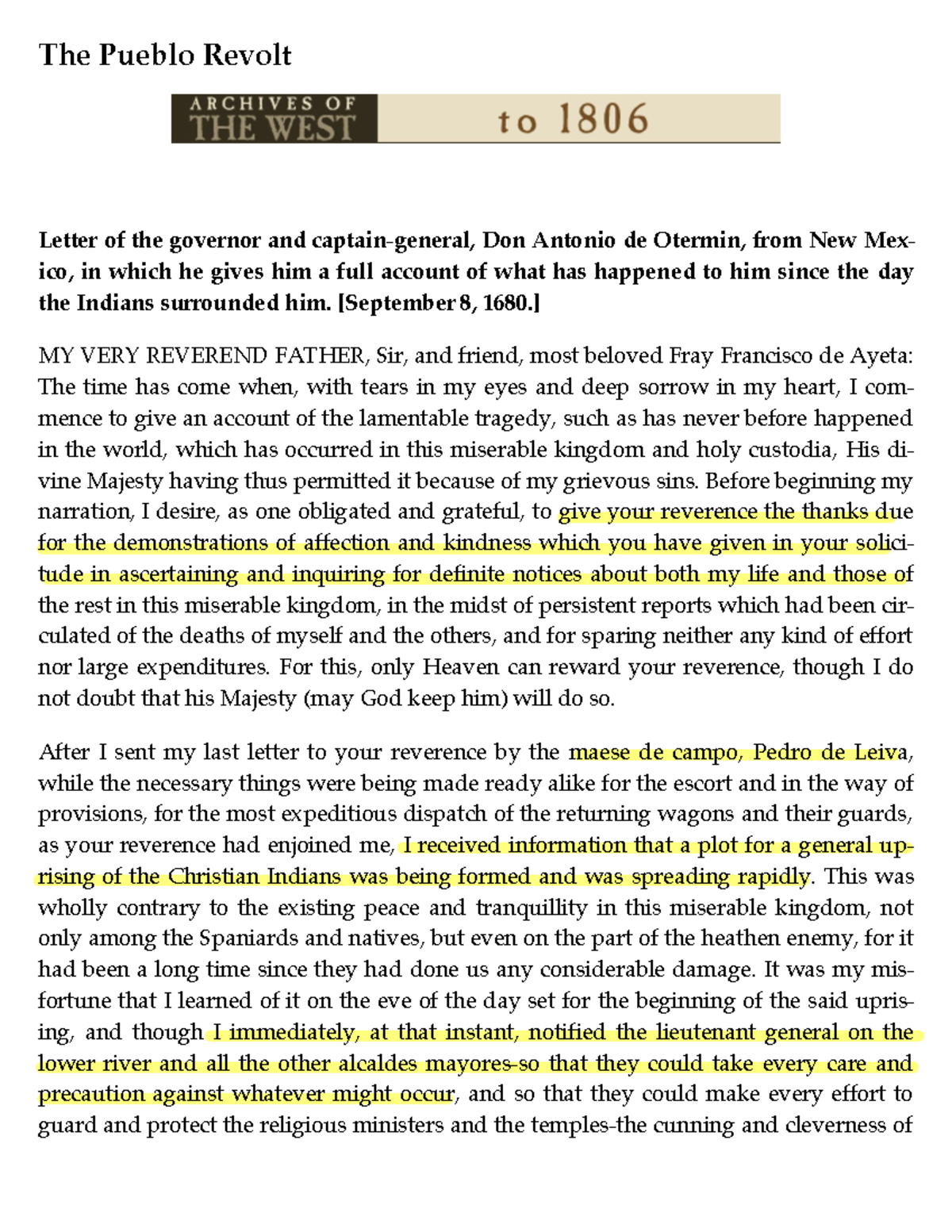 The+Pueblo+Revolt - Ftegege - TUBA 4000 - University of Oklahoma - Studocu