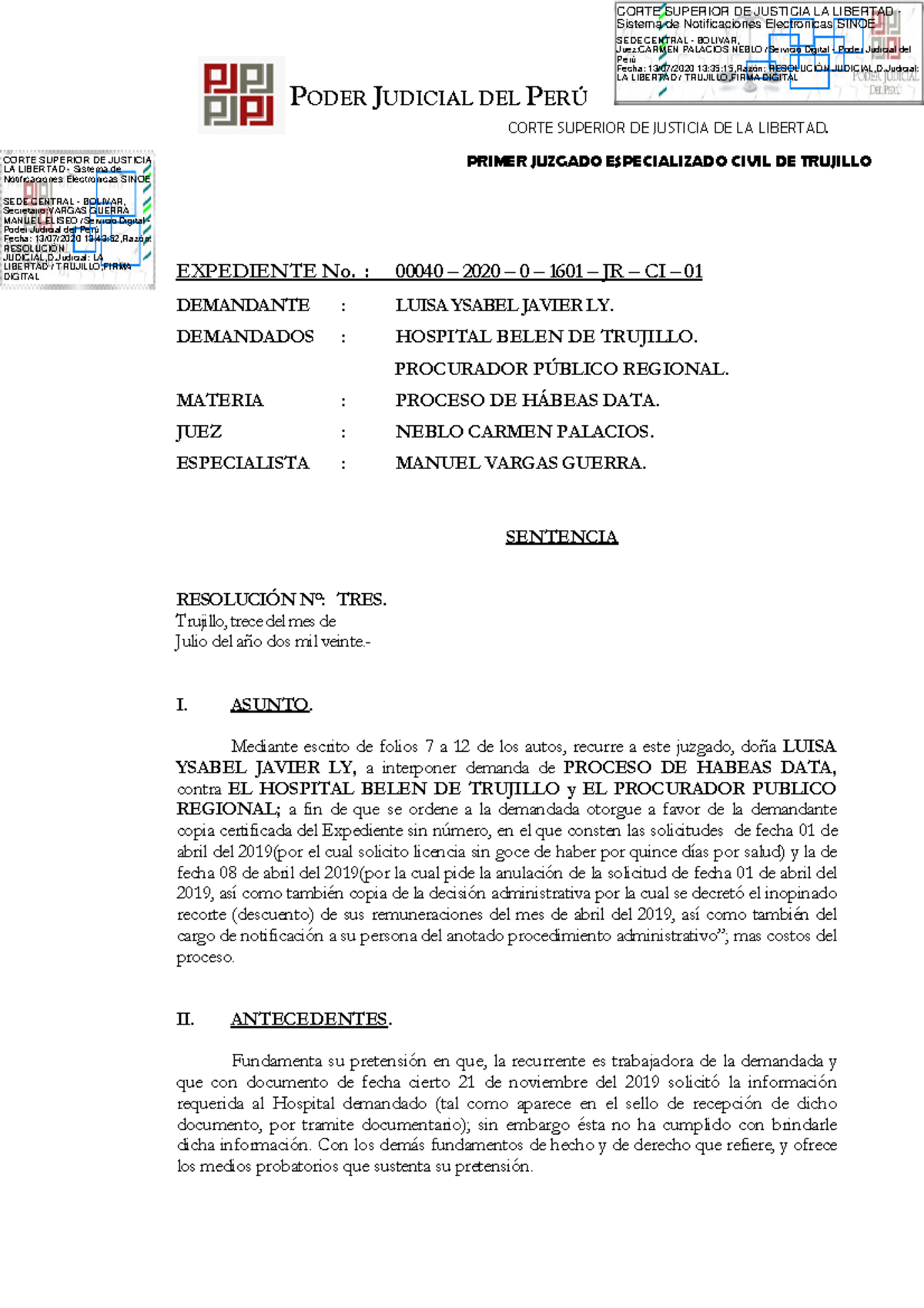 Modelo de sentencia - derecho civil - PODER JUDICIAL DEL PERÚ CORTE ...