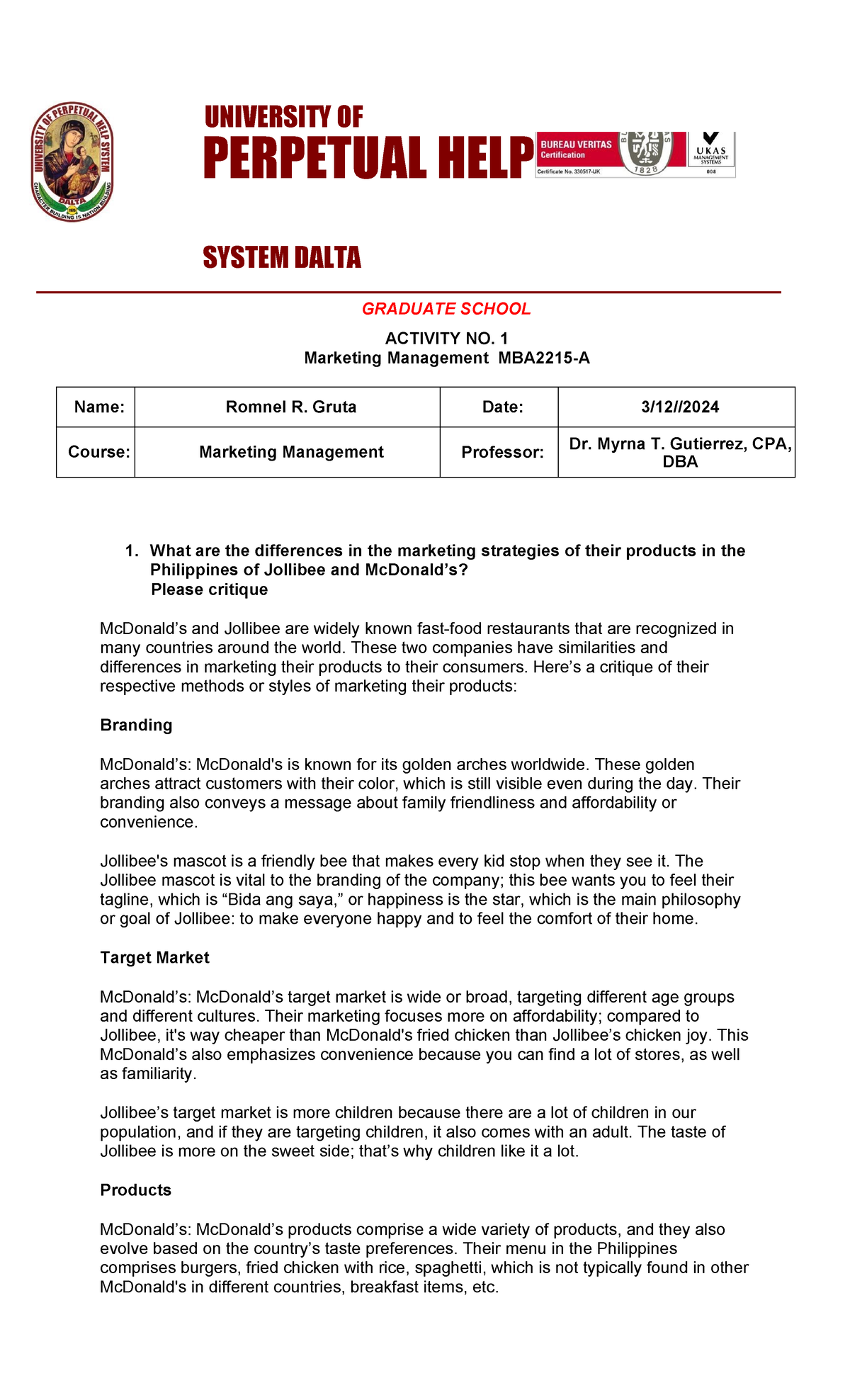 Gruta, Romnel Activity-No - UNIVERSITY OF PERPETUAL HELP SYSTEM DALTA ...