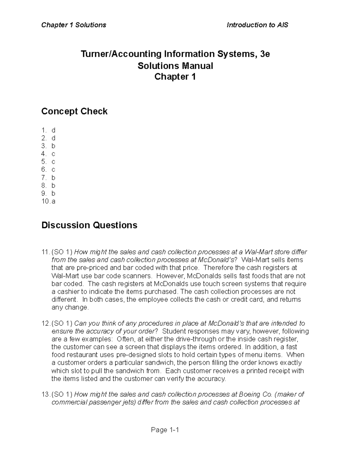 Ch01 - Turner/Accounting Information Systems, 3e Solutions Manual ...