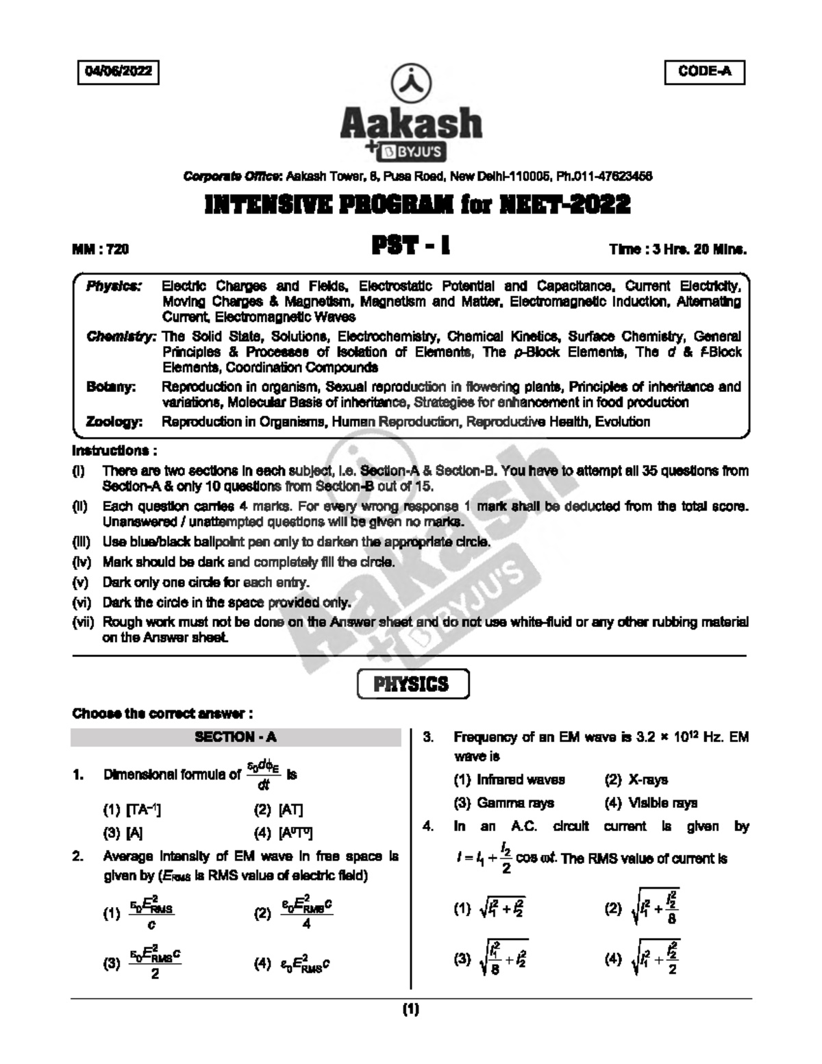 PST 01 2 - Best practice tests - Physics - Studocu