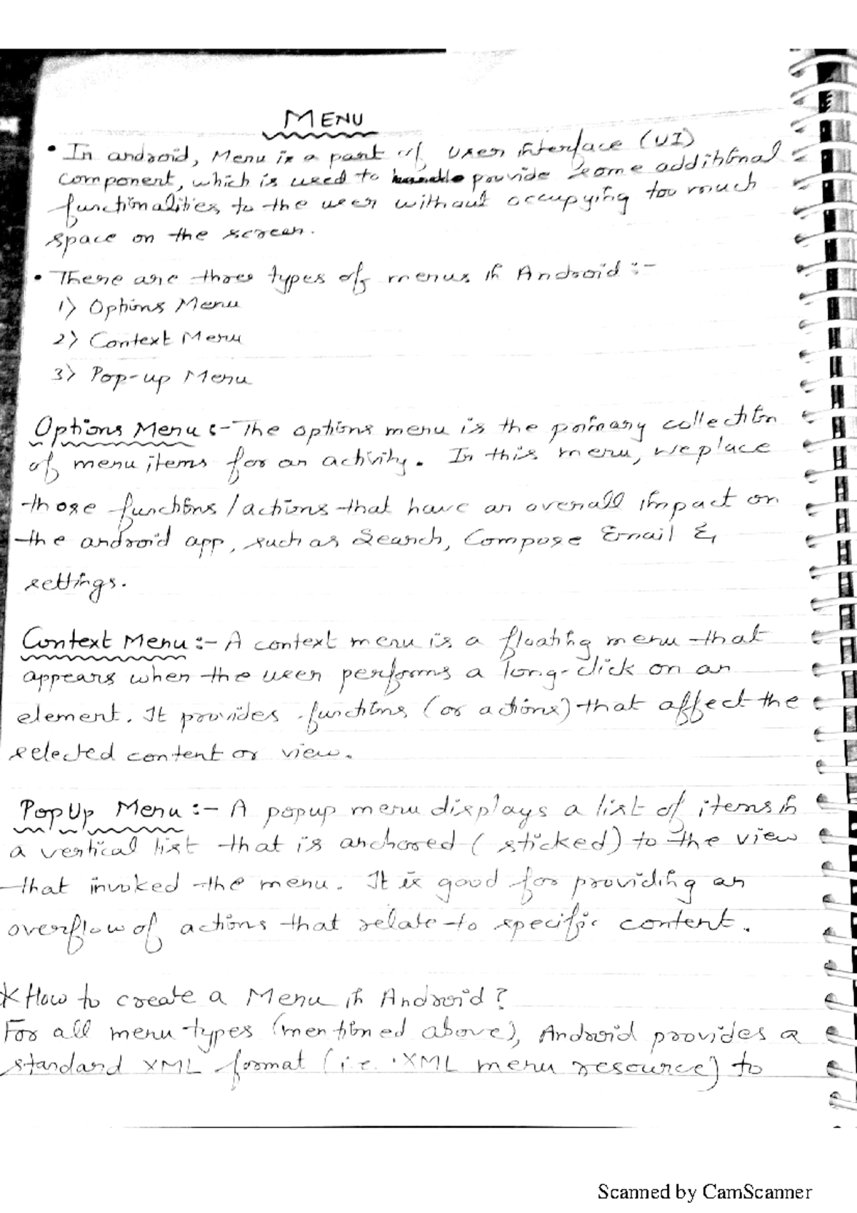 Menu Android Programming Notes As Per Delhi University Bsch