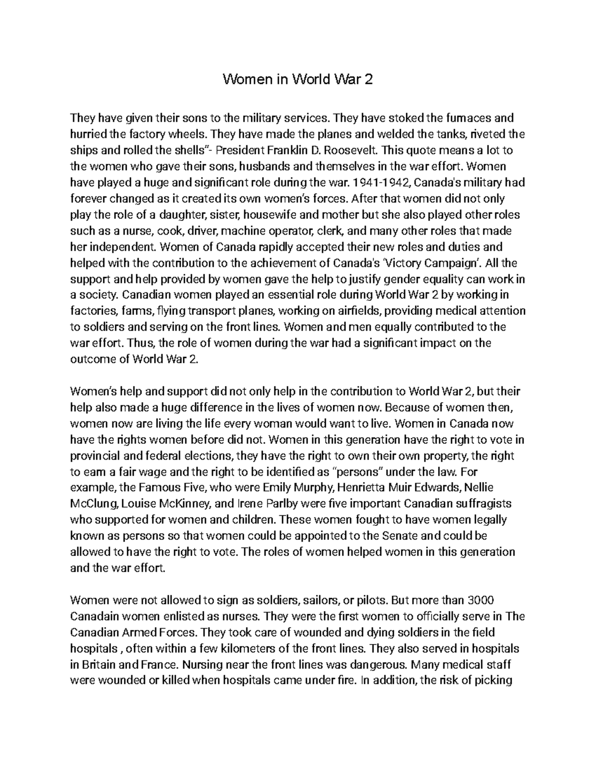 GEO WW3 ESSAY 1 - Women in World War 2 They have given their sons to ...