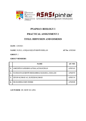Biology Tutorial 3 (Group 4 Set 1) - SEL/202 3 Program ASASIpintar PNAP ...