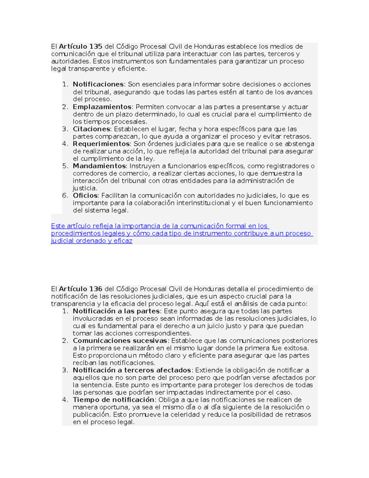 Analisis codigos exposicion - El Artículo 135 del Código Procesal Civil ...