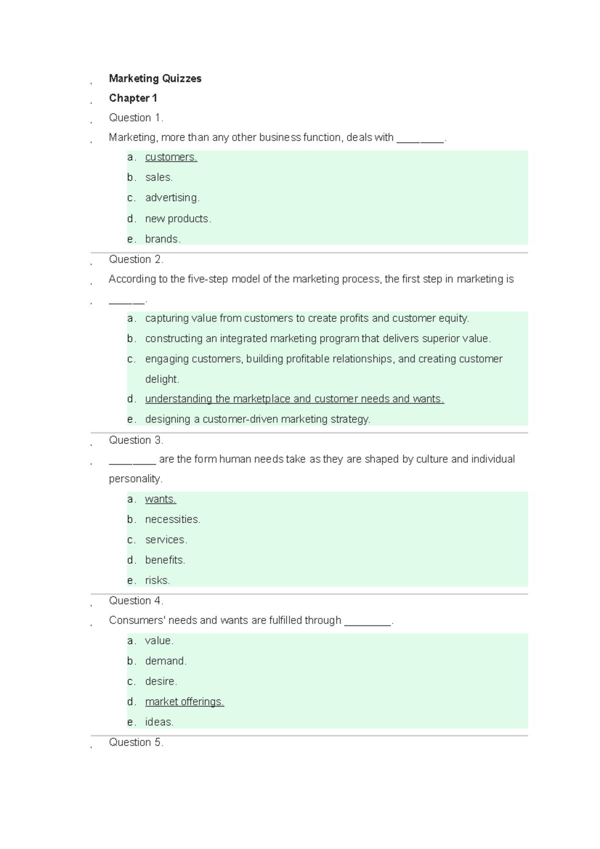 MKTG Quizzes Ch - Marketing Quizzes Chapter 1 Question 1. Marketing ...