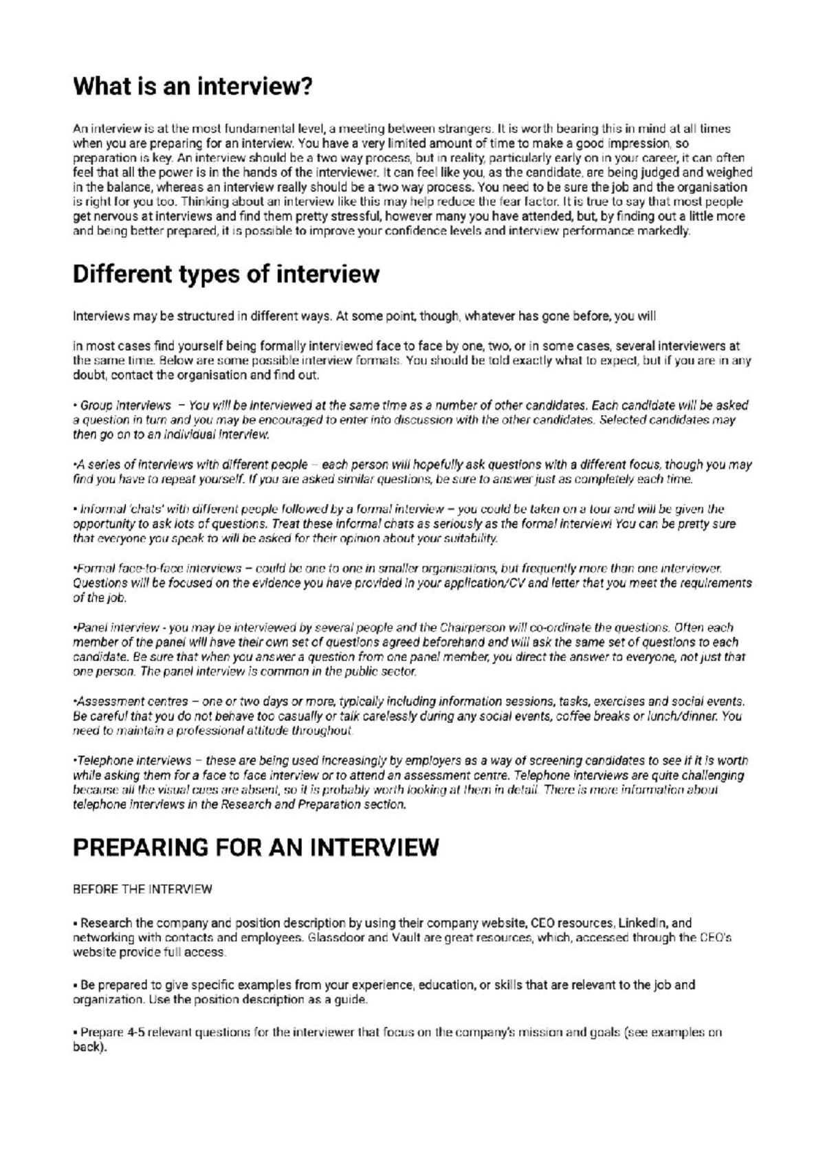 Interview - all the best - English Grammer - Studocu