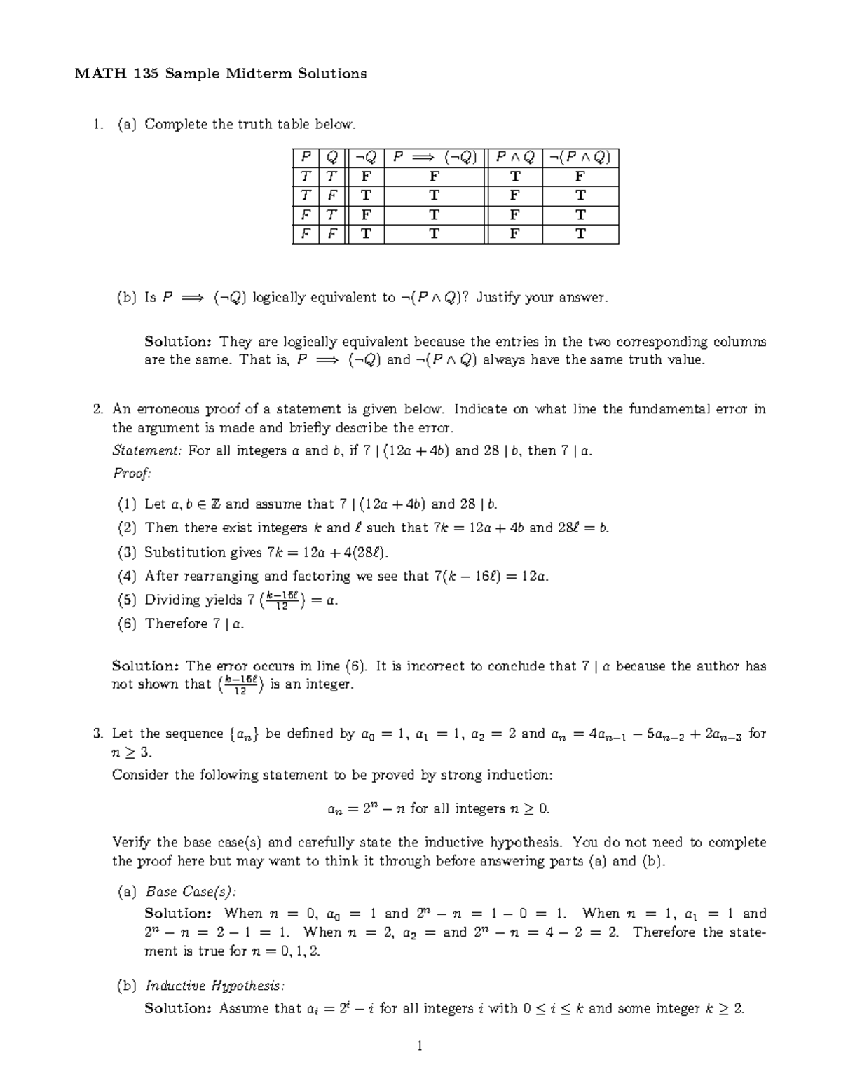 Midterm 2017, questions and answers - MATH 135 Sample Midterm Solutions ...