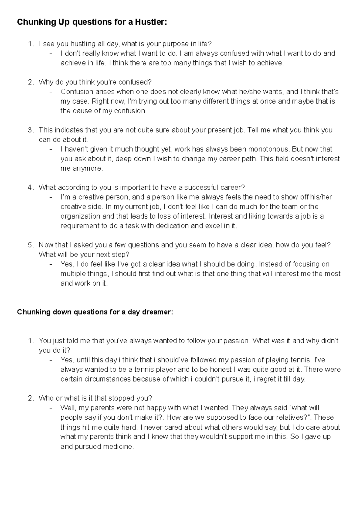 File 9 - Chunking Up questions for a Hustler - Chunking Up questions ...