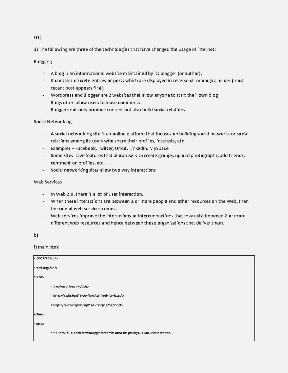BCS 053 Solved Assignment (Incomplete) 2021-22 - Q1) a) The following are three of the ...