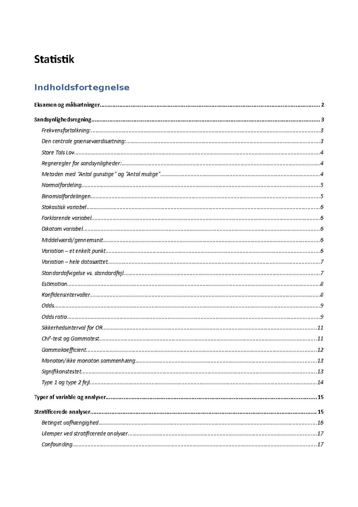 Stat-noter - Statistisk noter - Statistik Eksamen og - Studocu
